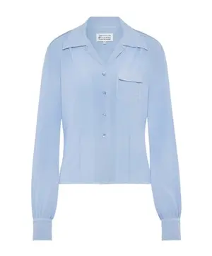 MAISON MARGIELA Long-sleeved Satin Shirt - Blue