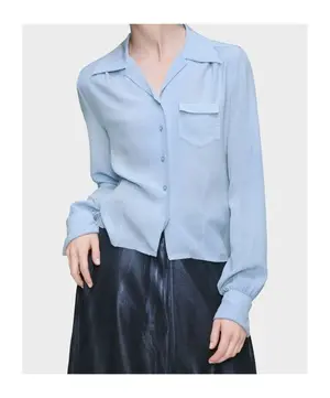 MAISON MARGIELA Long-sleeved Satin Shirt - Blue