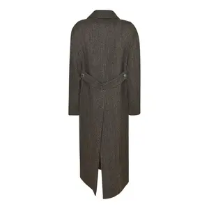 P.a.r.o.s.h Herringbone Double-breasted Long Coat - Black