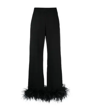 Prada Feather Trimmed Trousers - Black