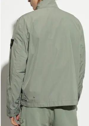 Stone Island Logo Patch Zip-up Jacket - Sage