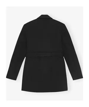 GANNI Crepe Blazer With Belt - Black