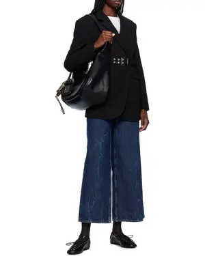 GANNI Crepe Blazer With Belt - Black