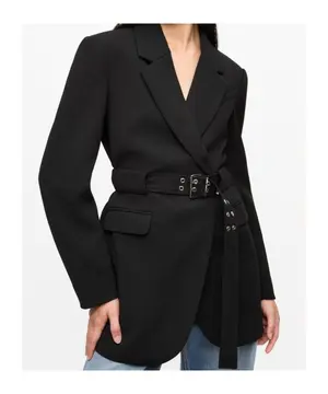 GANNI Crepe Blazer With Belt - Black
