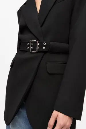 GANNI Crepe Blazer With Belt - Black