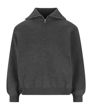 Balenciaga Half-zip Knitted Jumper With Zip Pockets - Grey