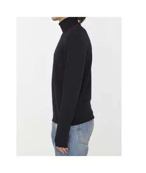 ROBERTO COLLINA Ribbed Turtleneck Long-sleeve Sweater - Black