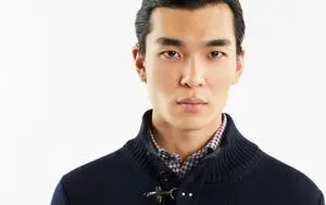 FAY Wool Button Detailed Mock Neck Sweater - Blue