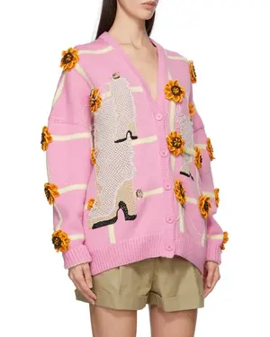 Loewe Appliqué Detail V-neck Cardigan