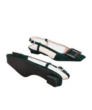 ROGER VIVIER Belle Vivier Suede Slingback Ballerinas - Green