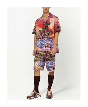 Dolce & Gabbana Graphic Print Drawstring Bermuda Shorts