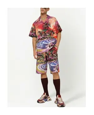 Dolce & Gabbana Graphic Print Drawstring Bermuda Shorts