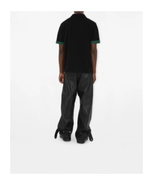 Burberry Striped-cuffs Short Sleeved Polo Shirt - Black