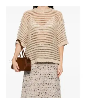 Fabiana Filippi Lurex Crewneck Jumper - Beige