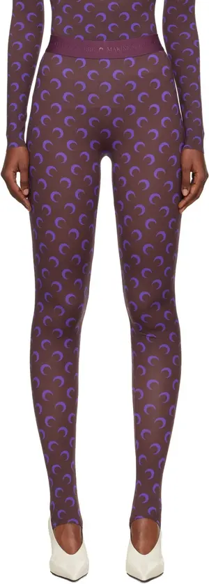 MARINE SERRE Moon-print Jersey Leggings - Red