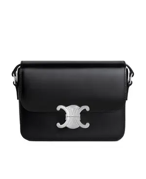 Celine Teen Triomphe Bag In Shiny Calfskin - Black