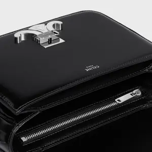Celine Teen Triomphe Bag In Shiny Calfskin - Black