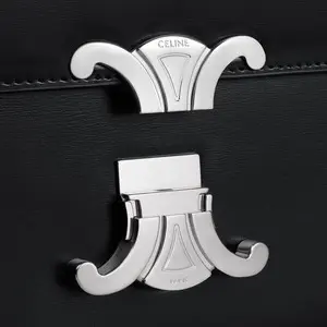 Celine Teen Triomphe Bag In Shiny Calfskin - Black