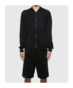 LANEUS Tropical Jacquard Knitted Bomber Jacket