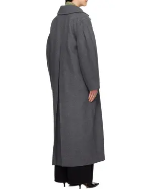 GANNI Oversized Long Pea Coat - Grey