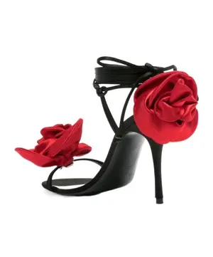 Magda Butrym Floral-appliqué Satin Stiletto Sandals - Multicolor