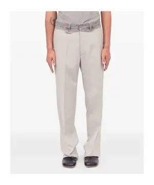 MAISON MARGIELA Belted Pleated Trousers - White