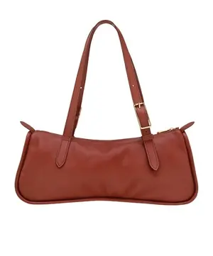 Longchamp Logo Debossed Zip-up Shoulder Bag - Brown