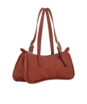 Longchamp Logo Debossed Zip-up Shoulder Bag - Brown