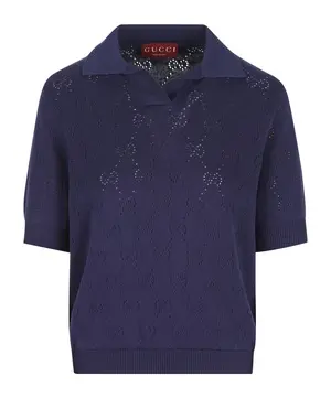 Gucci Gg All-over Openwork Short-sleeved Polo Shirt