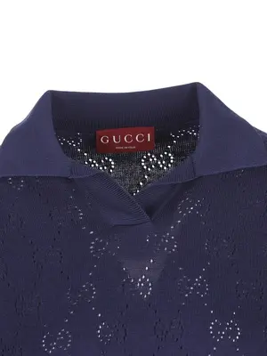 Gucci Gg All-over Openwork Short-sleeved Polo Shirt