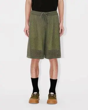 Kenzo Embroidered Cotton Mesh Shorts