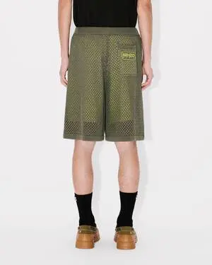 Kenzo Embroidered Cotton Mesh Shorts