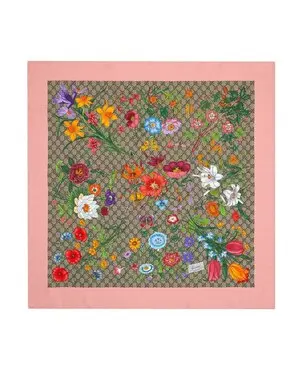 Gucci Gg Flora Print Scarf - Multicolor