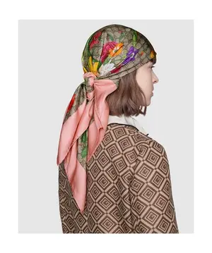 Gucci Gg Flora Print Scarf - Multicolor