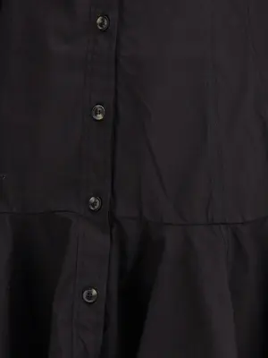 GANNI Mini Shirt Dress With Ruffled Hem - Black