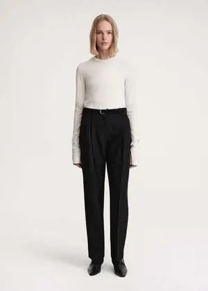TOTEME High-waisted Straight-leg Trousers - Black