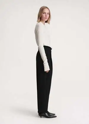 TOTEME High-waisted Straight-leg Trousers - Black