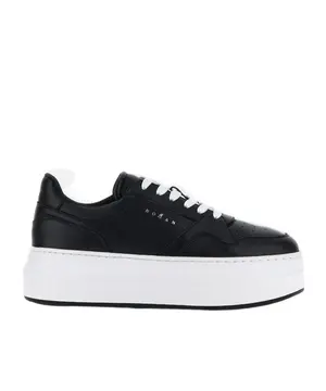 Hogan Flatform Sneakers With Logo Print - Black
