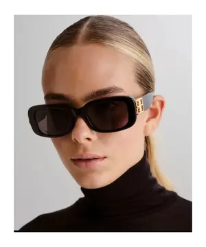 Balenciaga Rectangular Frame Sunglasses - Black