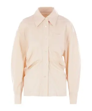 Co Cotton Shirt With Ruched Details - Nude