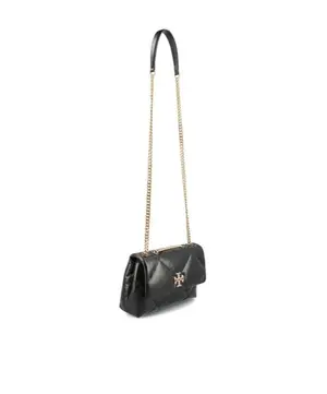 Tory Burch Logo Embellished Diamond Quilted Crossbody Bag - Black