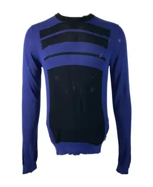 Emporio Armani Long Sleeve Knit Sweater - Blue