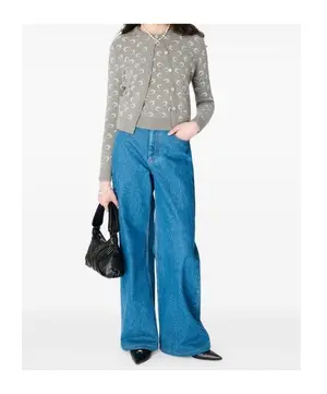 MARINE SERRE Moon Jacquard Cardigan - Gray