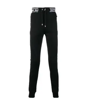 Balmain Logo Stripe Track Trousers - Black