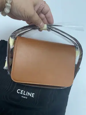 Celine Triomphe Bag In Natural Calfskin - Tan