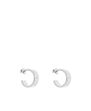 MAISON MARGIELA Logo Engraved Hoop Earrings - White