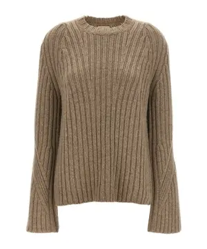 Khaite Crewneck Knitted Jumper With Long Sleeves - Brown