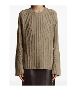 Khaite Crewneck Knitted Jumper With Long Sleeves - Brown