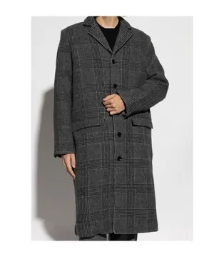 SAMSOE SAMSOE Checked Wool Coat - Black