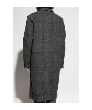 SAMSOE SAMSOE Checked Wool Coat - Black